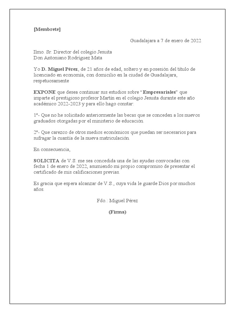 Carta Formal Director Escuela 2022 | PDF