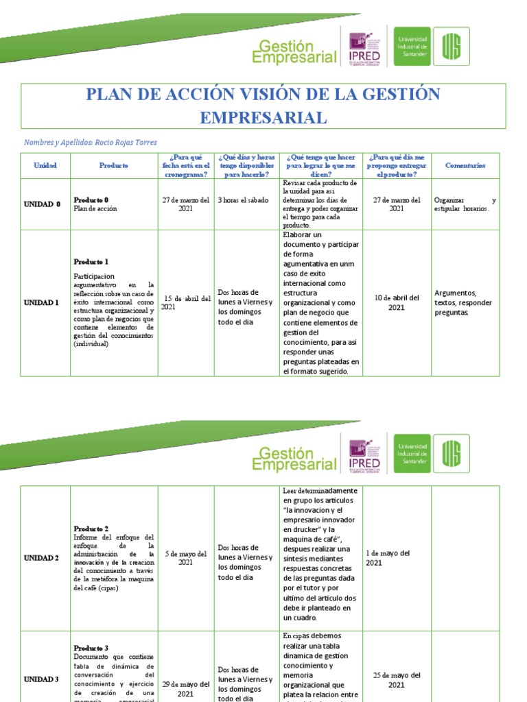 Plantilla Plan de acción | PDF | Innovación | Business