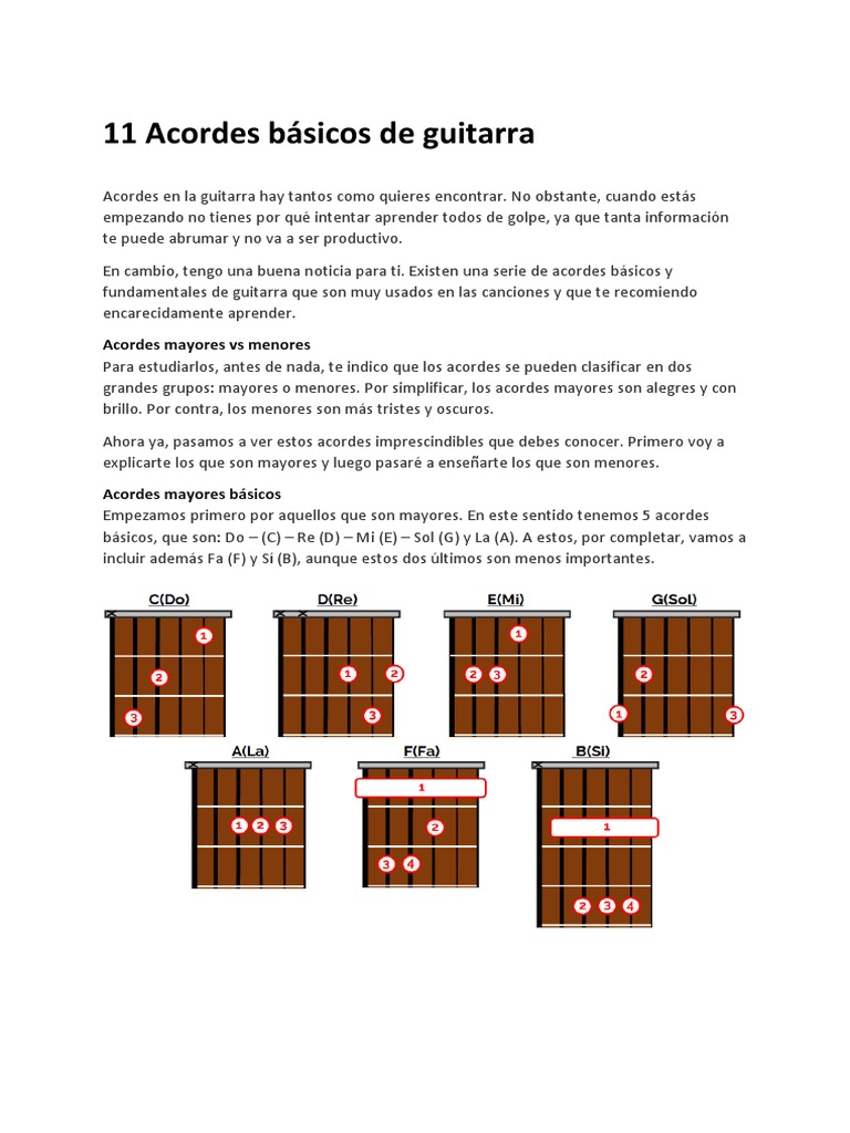 ACORDES BÁSICOS EN GUITARRA.pdf | PDF