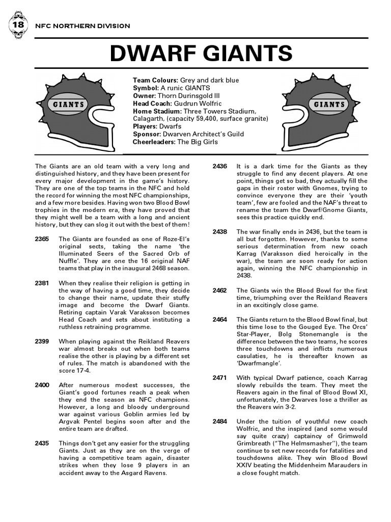 07 Dwarf Giants | PDF | American Football Teams | Sports