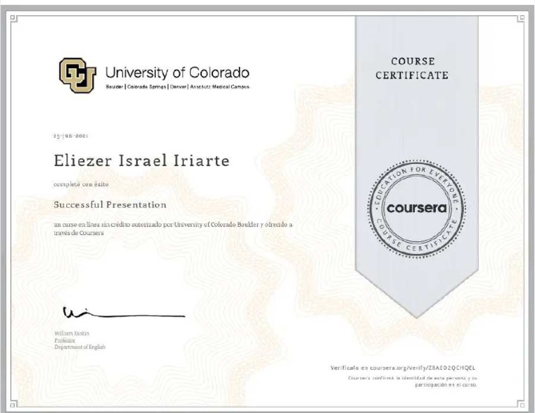Certificado Coursera Eliezer | PDF