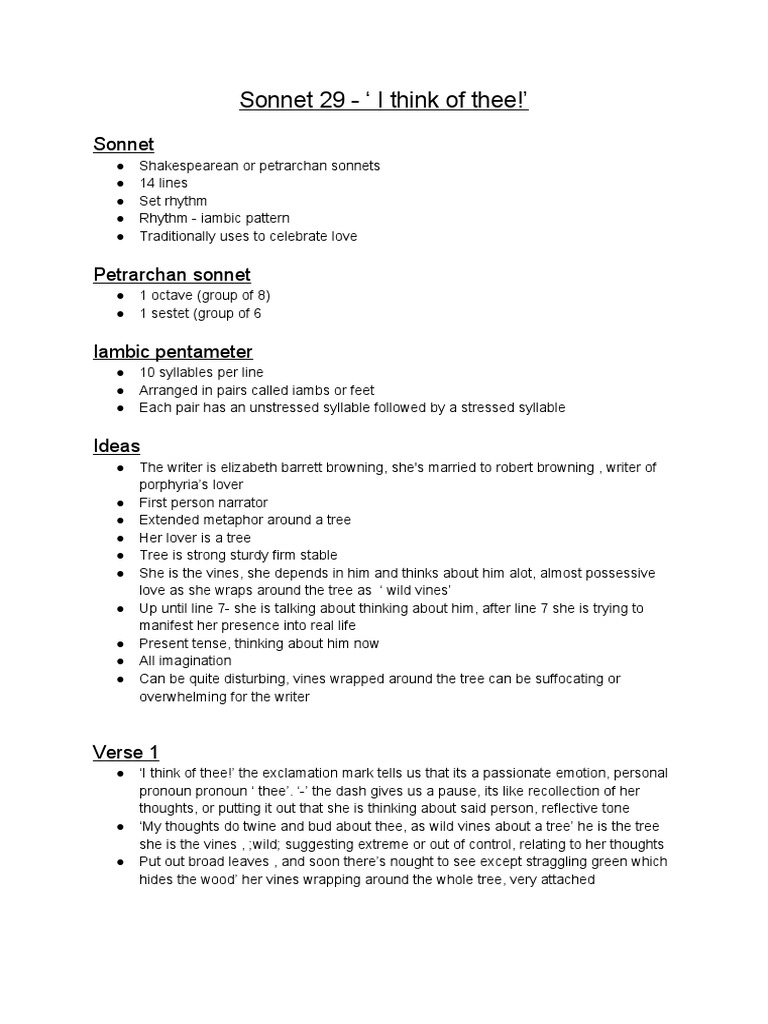 Sonnet 29 - I Think of Thee | PDF