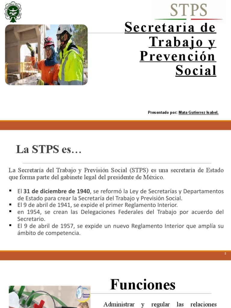 Funciones y trámites de la STPS México | PDF