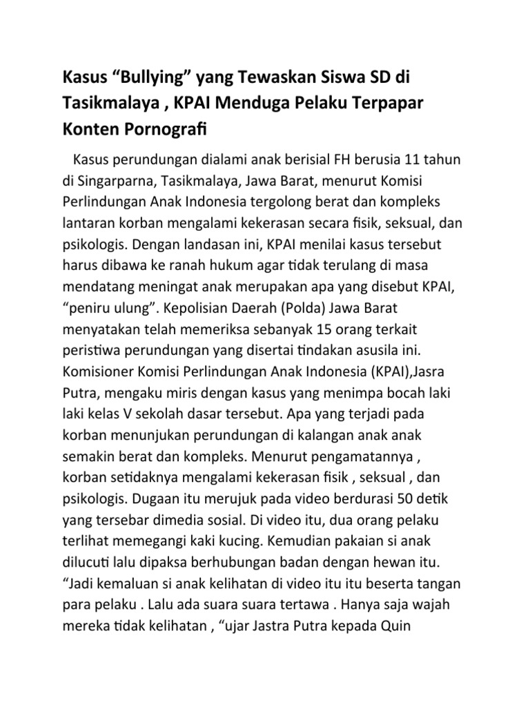 Contoh Kasus Bullying | PDF