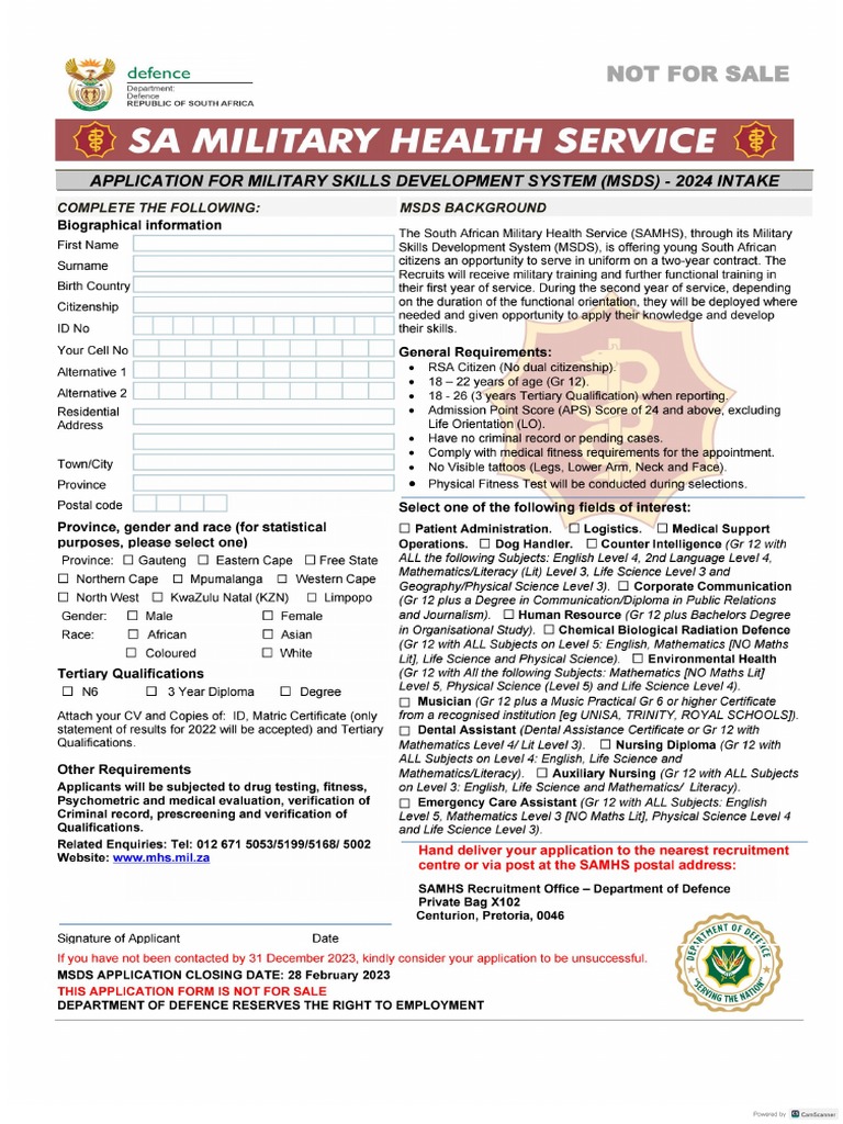 SAMHS MSDS Application 2023-2 | PDF