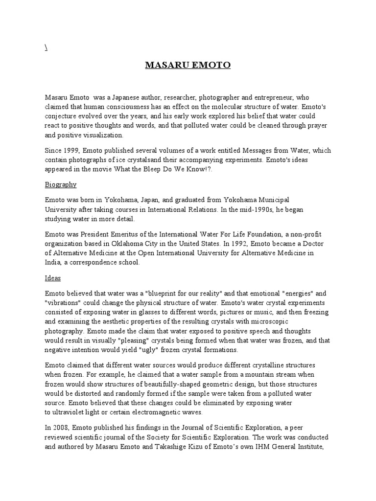 Masaru Emoto | PDF | Science