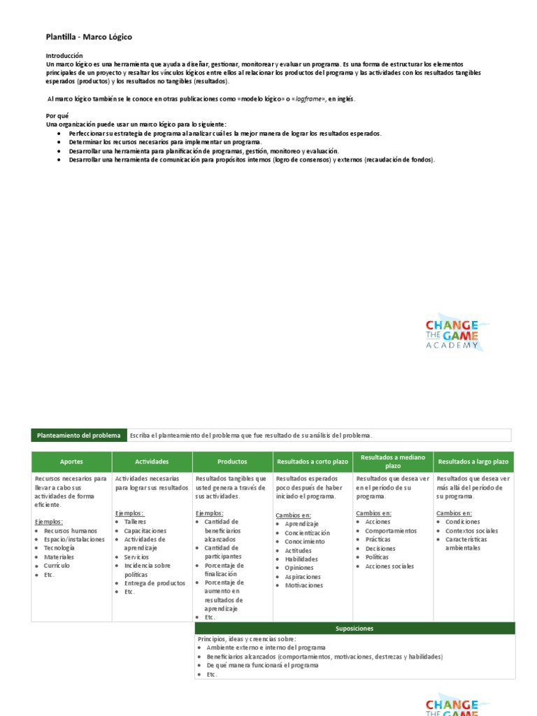 Logical-Framework-template EN ES2 | PDF | Motivación | Motivacional