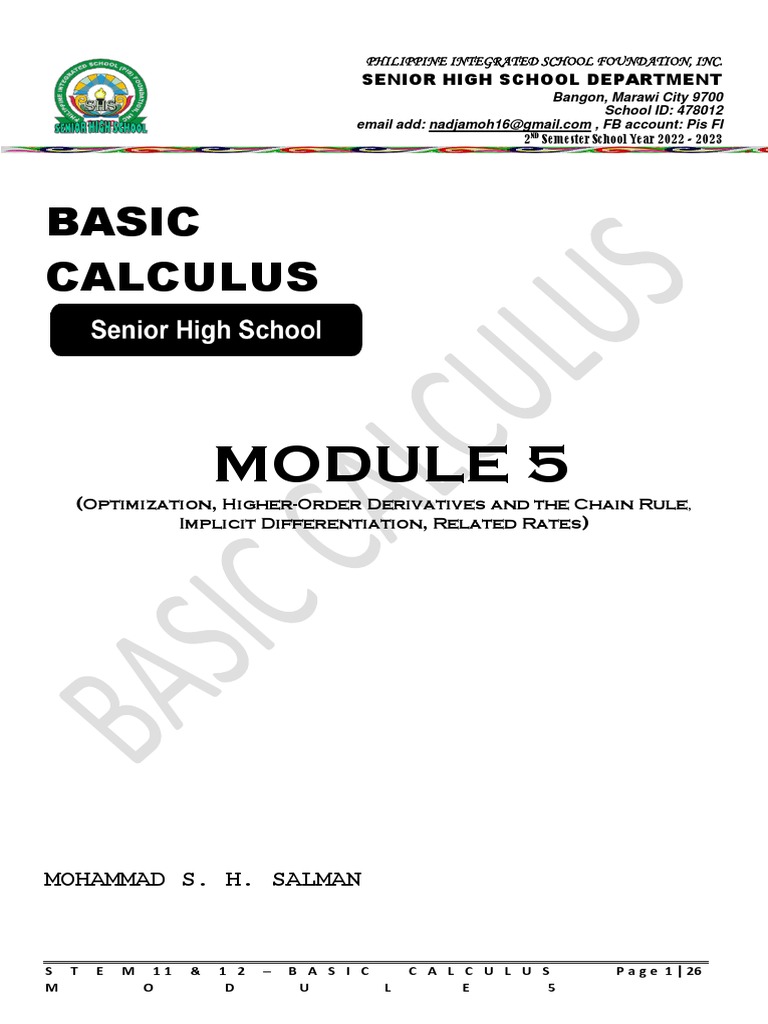 Basic Calculus Module 5 | PDF | Derivative | Calculus