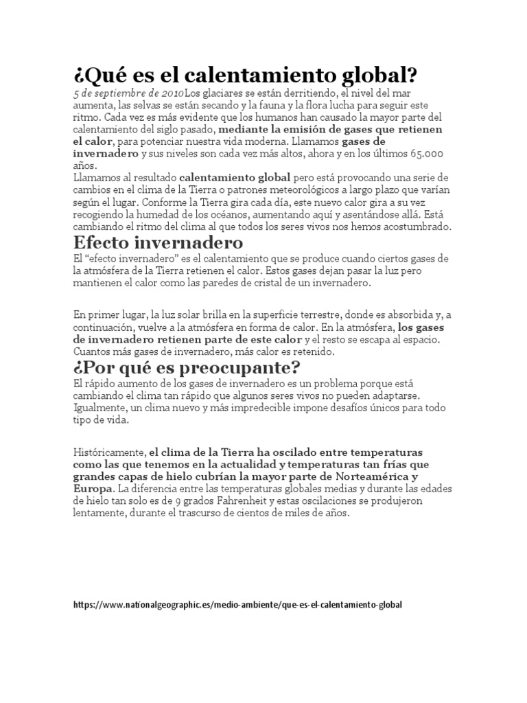Calentamiento Global: Causas y Efectos | PDF