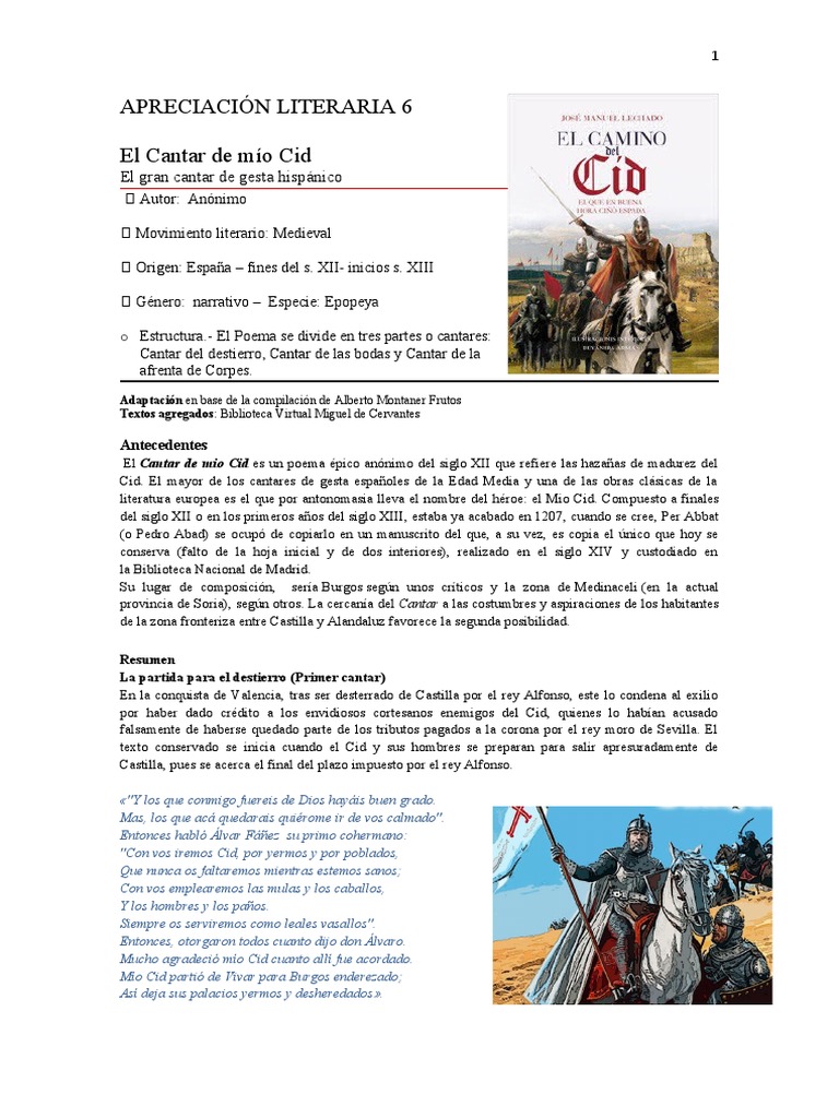 El Cantar de Mío Cid Con Textos | PDF