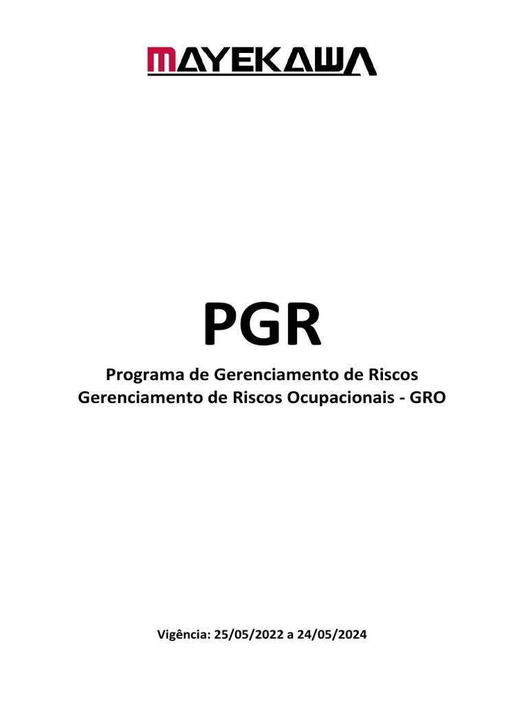 PGR - MAYEKAWA DO BRASIL - Rev - 22.01 | PDF | Fatores humanos e Ergonomia | Qualidade (negócios)