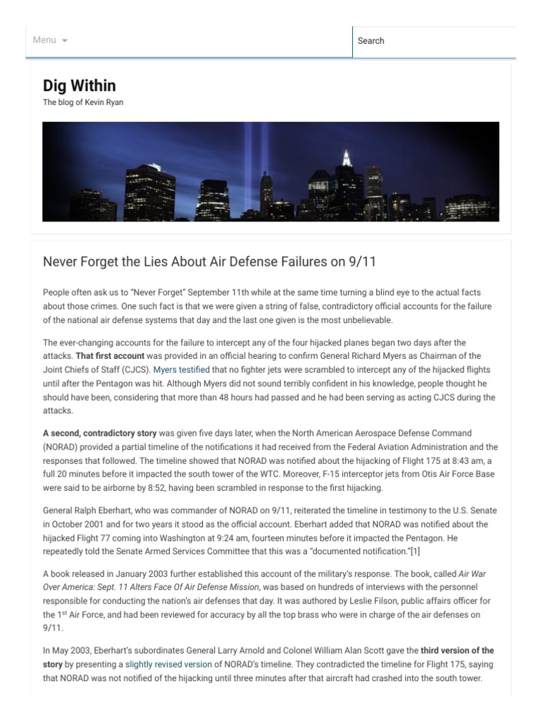 Never Forget The Lies About Air Defense Failures On 9 - 11 - Dig Within ...