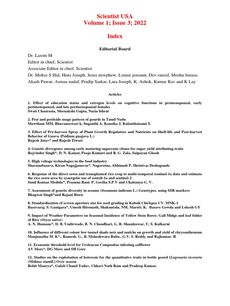 Index and Abstracts of Scientific Research Articles in Scientist USA ...