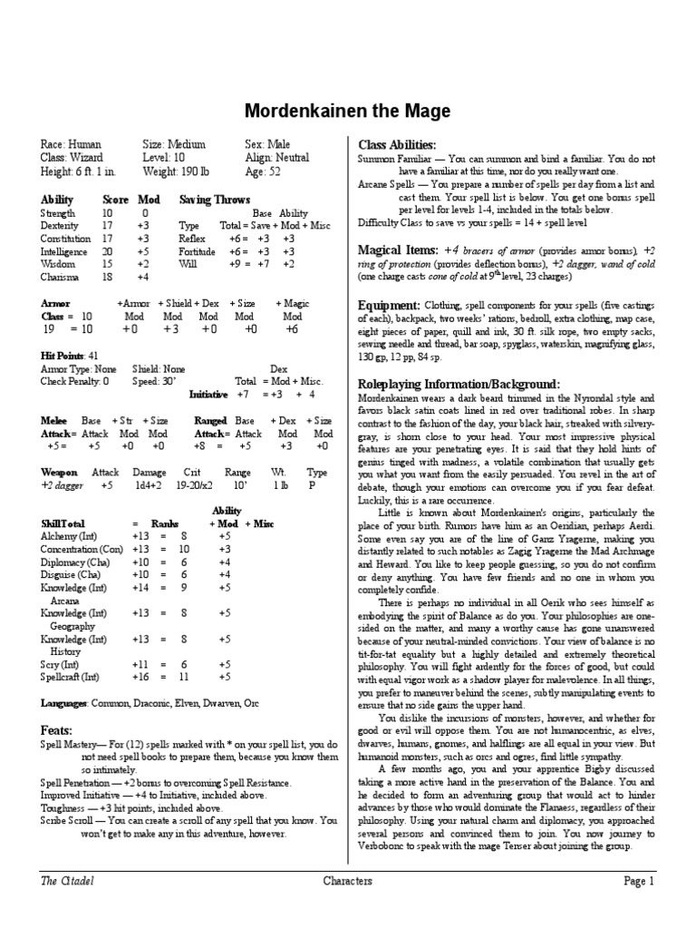 VER0-00 - The Citadel (Characters Only) | PDF