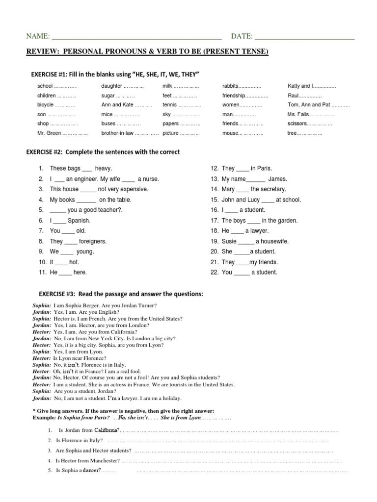 Personal Pronouns & Verb To Be | PDF | Linguistic Typology | Linguistics