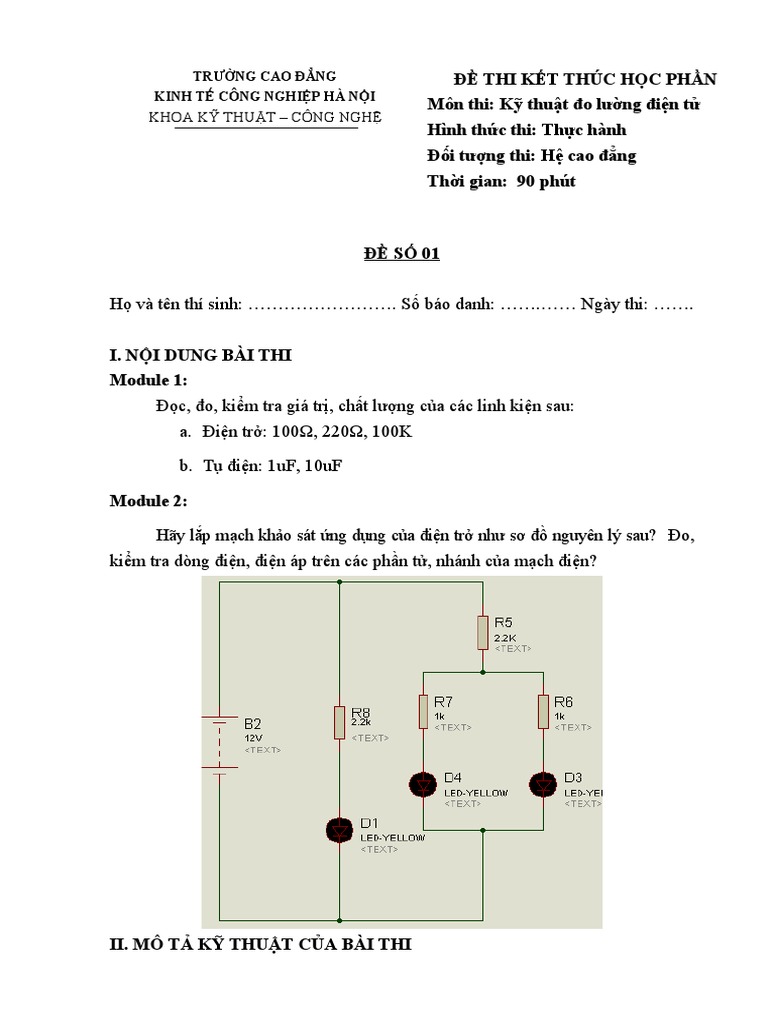 Đề thi 01-KT đo lường điện tử-CDT19.1 | PDF