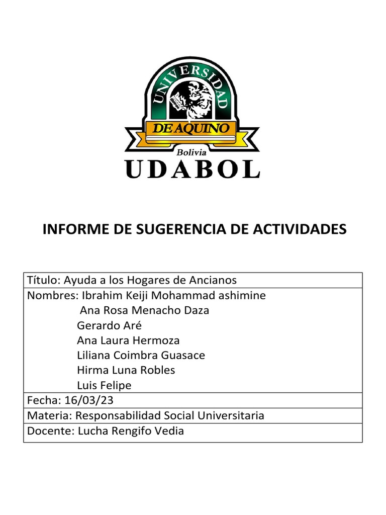 Informe de Asilo de Ancianos | PDF
