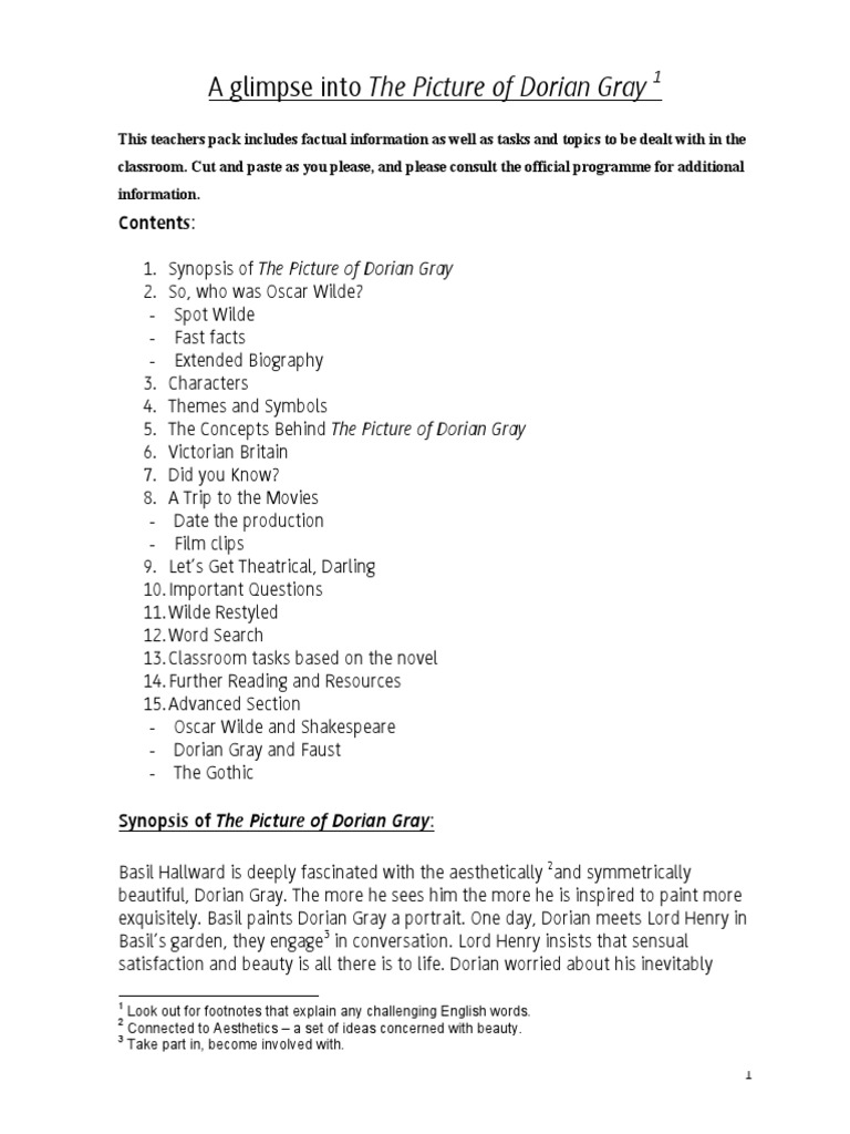 Teachers' Guide to Dorian Gray | PDF | The Picture Of Dorian Gray ...
