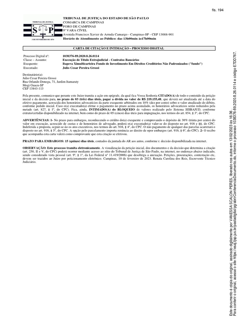 Carta Expedida | PDF | Direito Público | Justiça