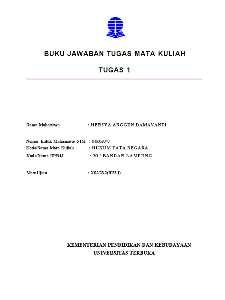 TMK Tuga 1 Hukum Tata Negara Semester 2 | PDF | Hukum