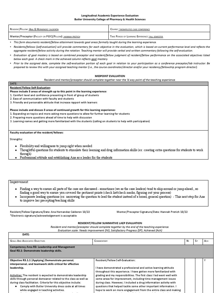 Hernandez Laep Evaluation of Resident Fellow 2022 23 | PDF | Mentorship ...