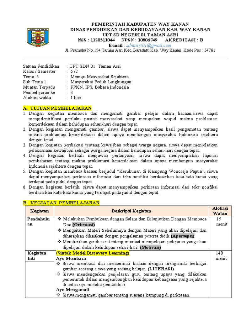 Contoh Format RPP | PDF