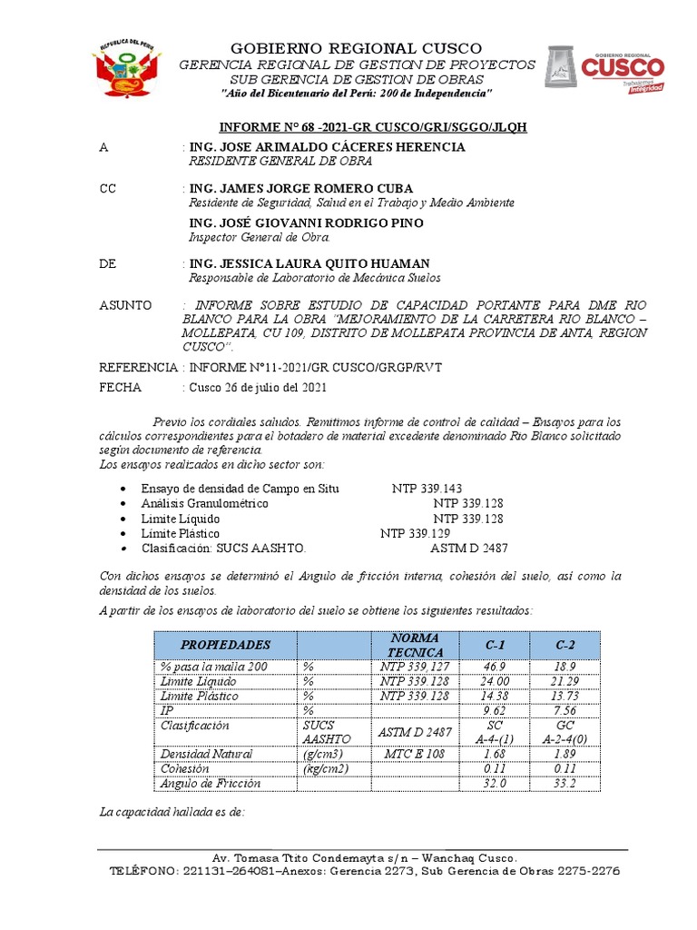 Informe 74 Dme 3+400c | PDF | Mecánica de Medios Continuos | Mecánica de sólidos