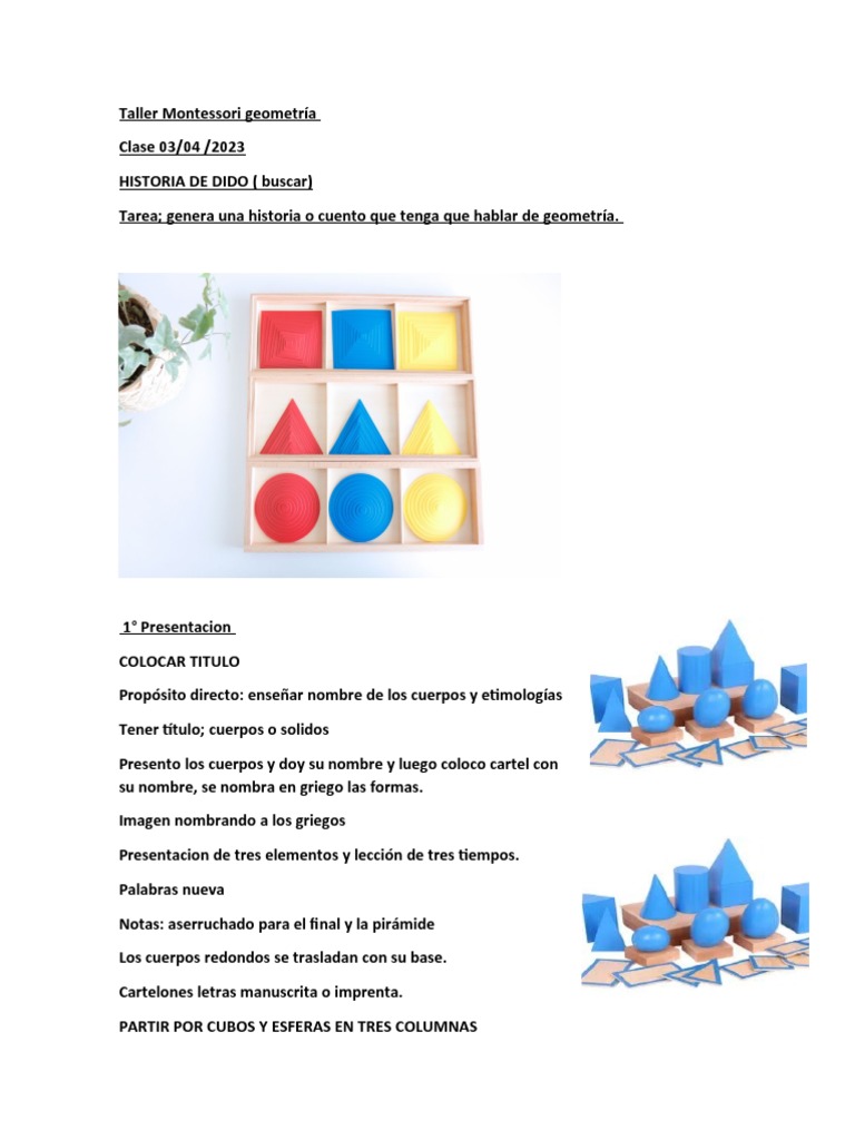 Taller Montessori Geometría. 1° Clase | PDF | Triángulo | Rectángulo
