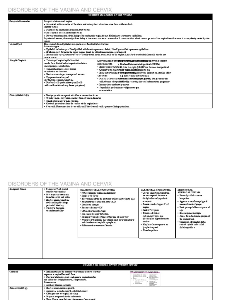 Disorders Of The Vagina And Cervix Pdf Vagina Cervical Cancer