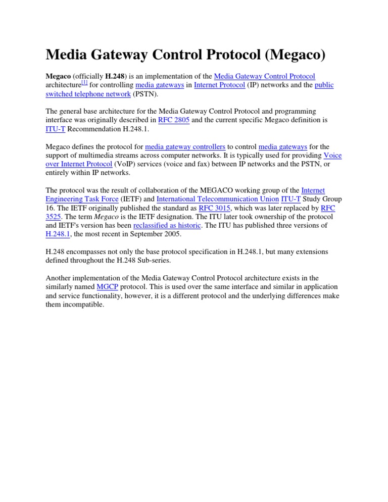 Media Gateway Control Protocol | PDF