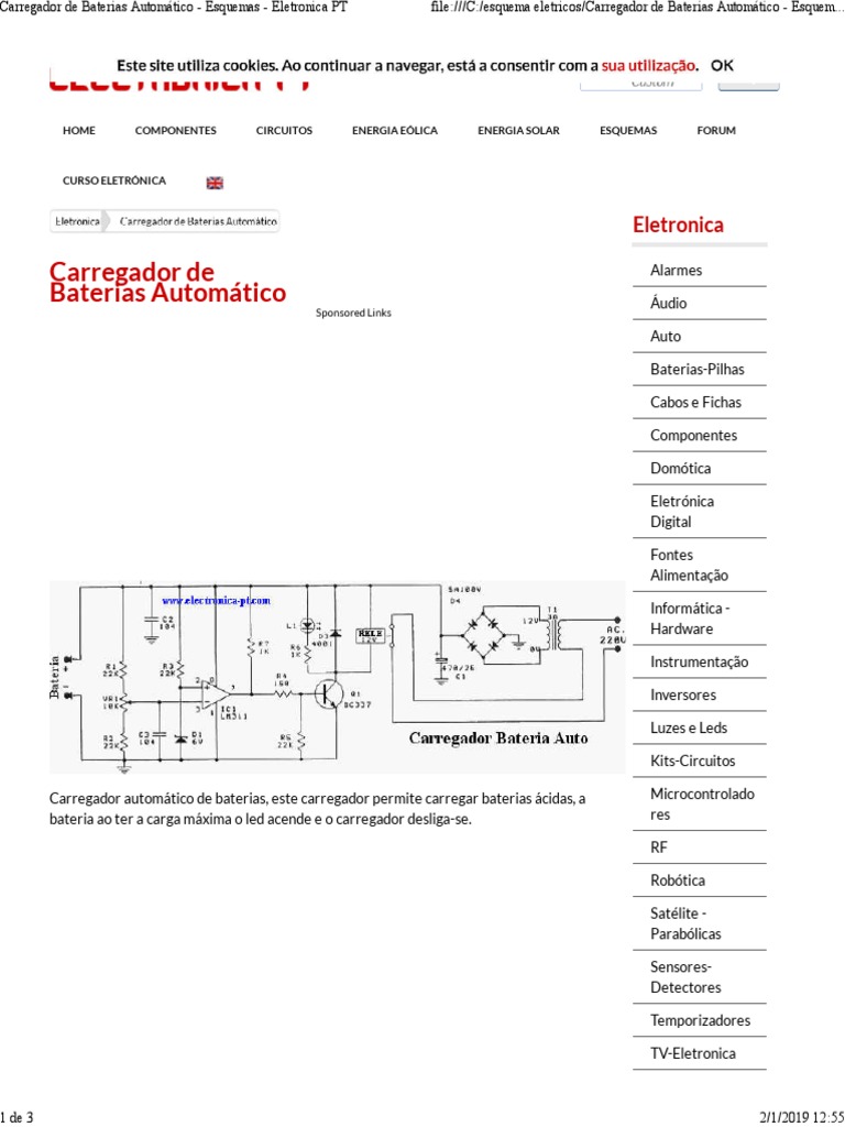 Carregador de Baterias Automático - Esquemas - Eletronica PT | PDF