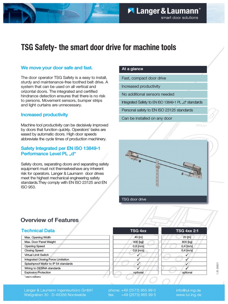 1.81.90801 TSG Safety Door Operator | PDF | Door | Manufactured Goods