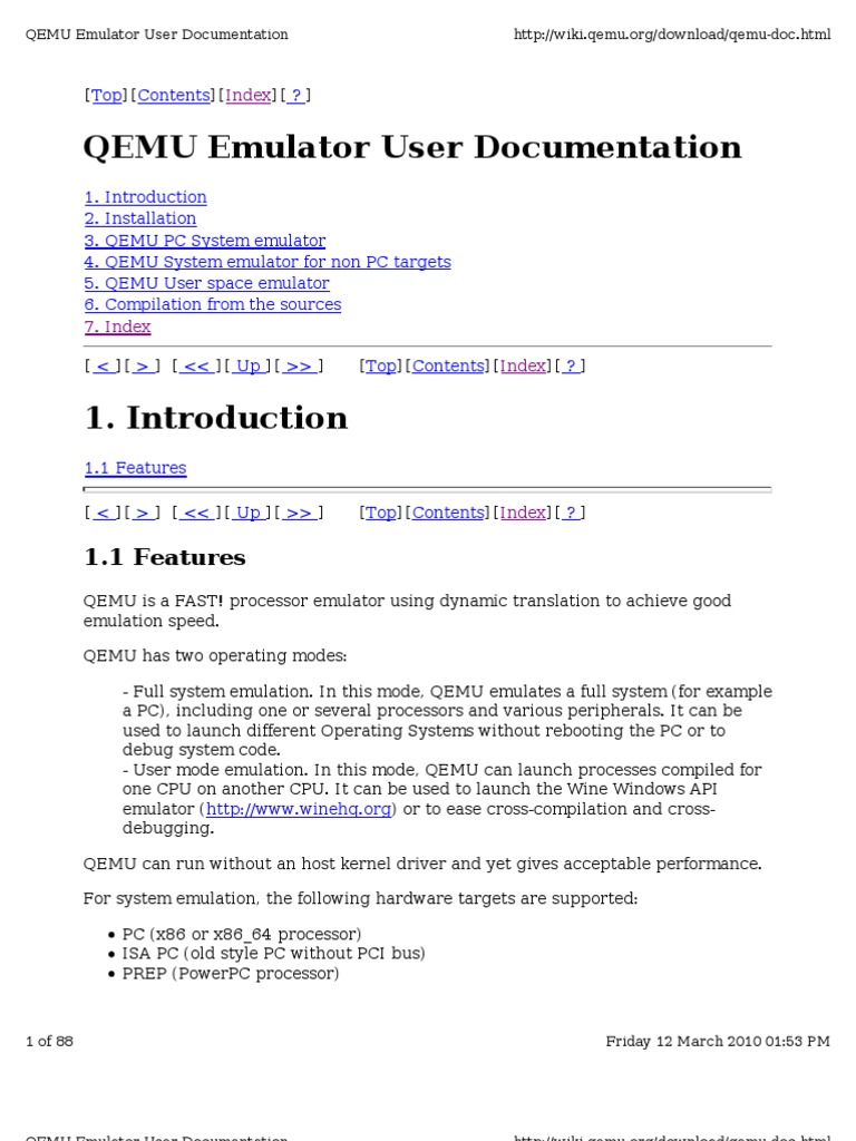 QEMU Emulator User Documentation: 1.1 Features | PDF | Port (Computer Networking) | Transport ...