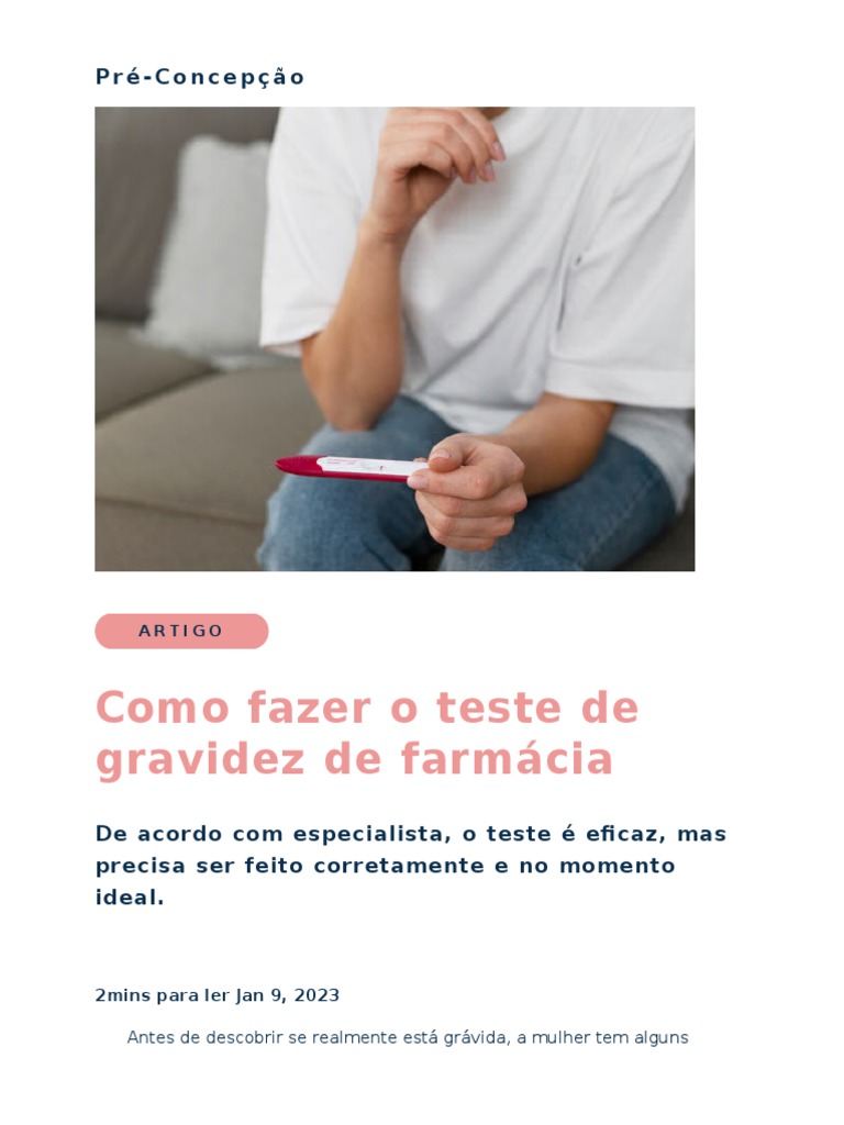 Como Fazer o Teste de Gravidez de Farmacia PDF | PDF | Gravidez ...
