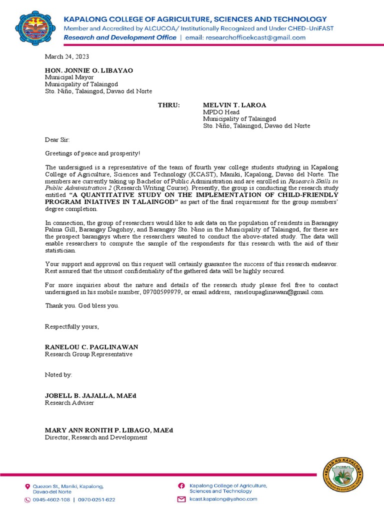 Letter Bpa Researcj | PDF