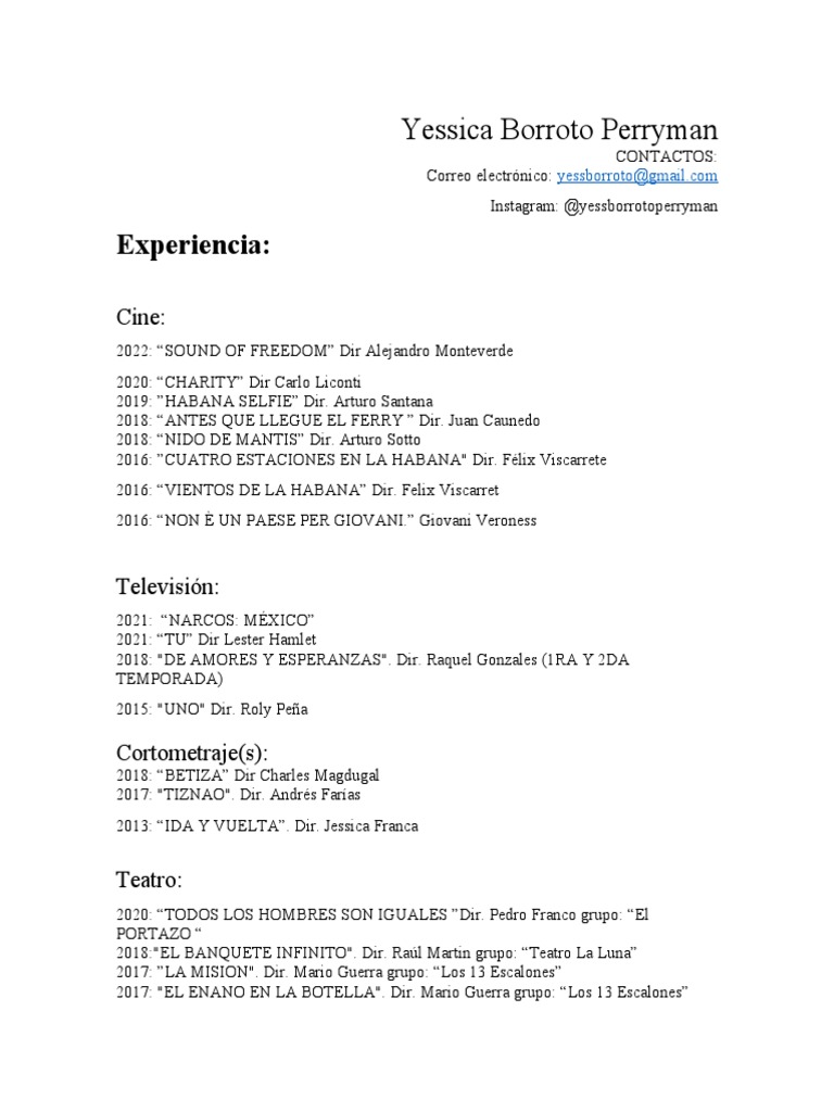 Curriculum Yessica Borroto Perryman | PDF