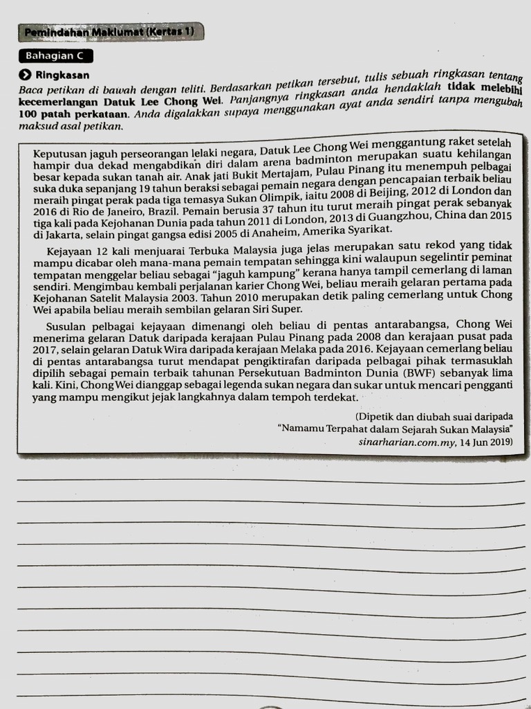 Karangan Ringkasan T3 | PDF