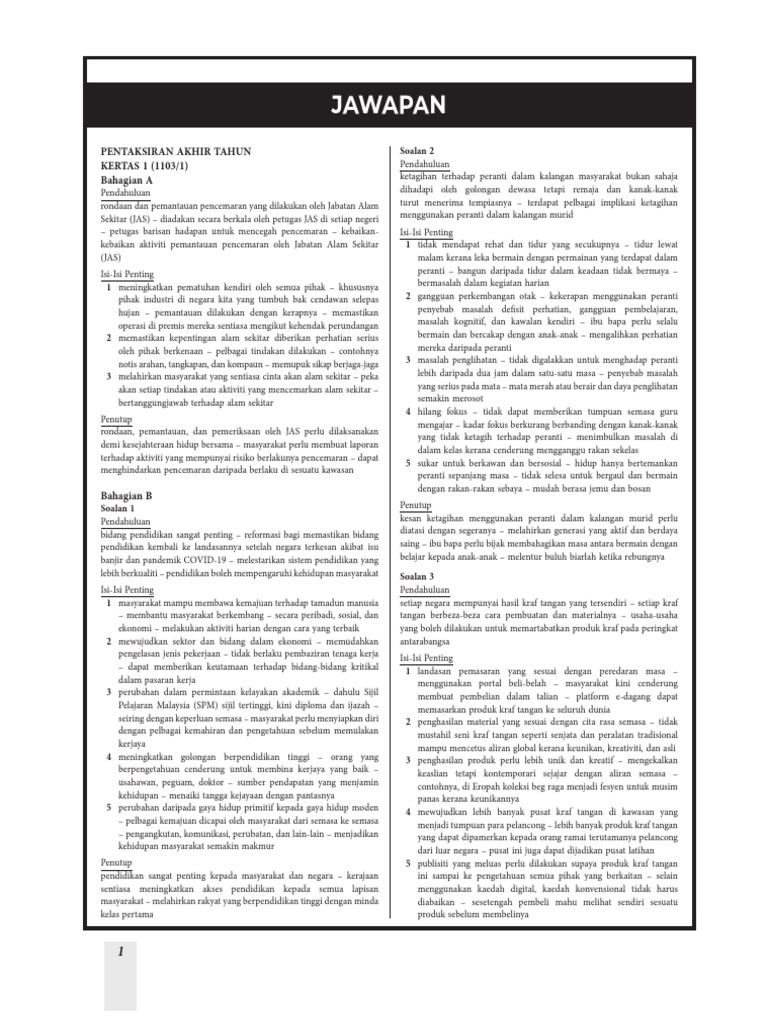 4 Mai PBD BM TG4-NM Digital-Jawapan (Pat) - BH 1P PDF | PDF