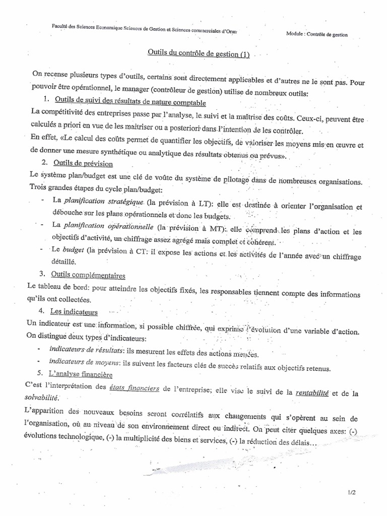 Polycopie Controle de Gestion | PDF