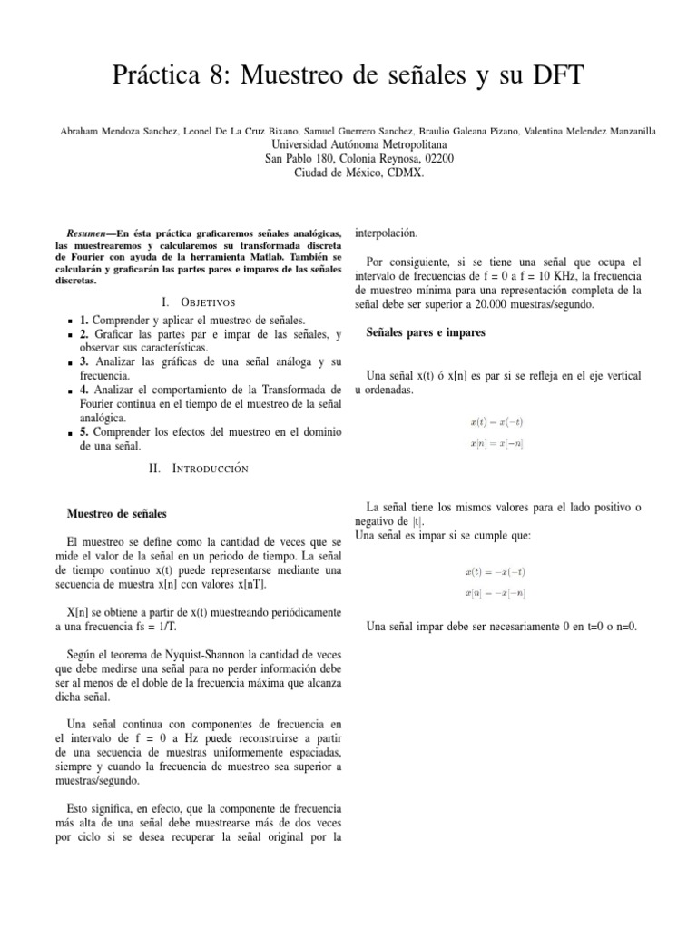 PDS Eq 02 Prac 08 18o | PDF | Muestreo (procesamiento de señal) | Frecuencia