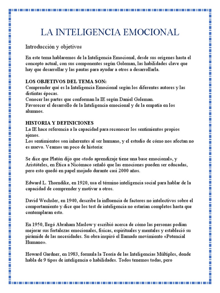 Inteligencia Emocional | PDF | Inteligencia emocional | Las emociones