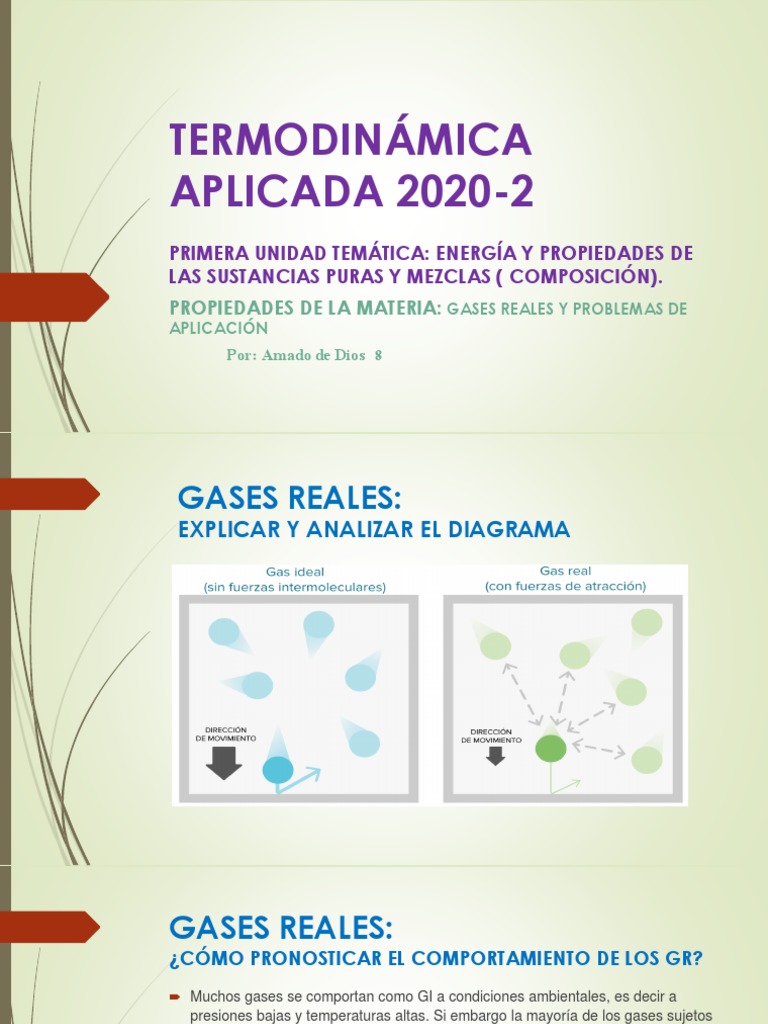 TERMODINÁMICA APLICADA Gases Reales 2020 | PDF | Gases | Termodinámica