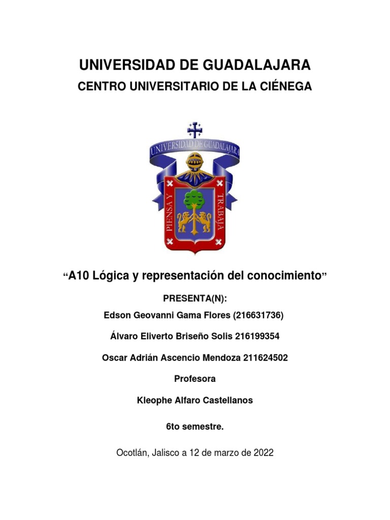 A10 Lógica y Representación Del Conocimiento PDF | PDF | Lógica de primer orden | Proposición