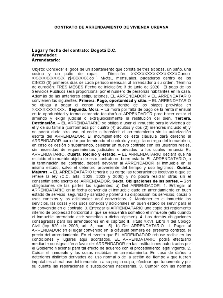 Minuta Contrato de Arriendo | PDF