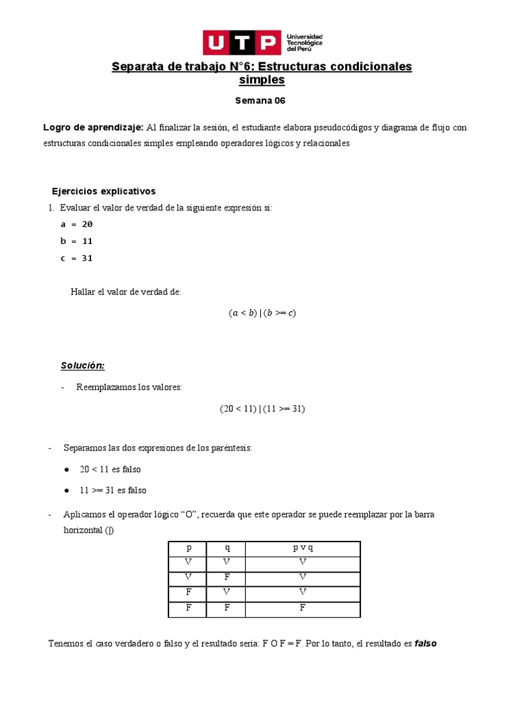S06.s1 - Estructuras Condicionales Simples | PDF | Lógica