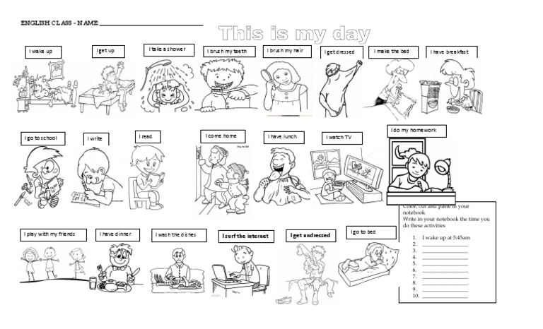 Daily Routines Cut and Paste Images | PDF | Cooking | Cuisine