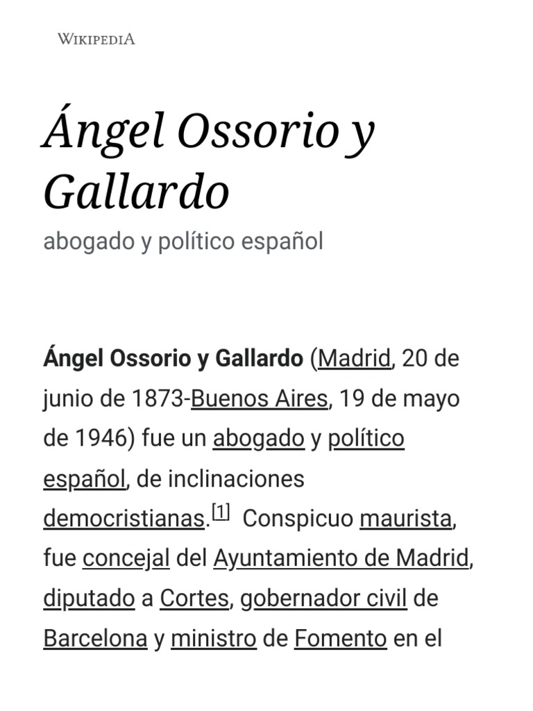 Ángel Ossorio y Gallardo - Wikipedia, La Enciclopedia Libre PDF | PDF