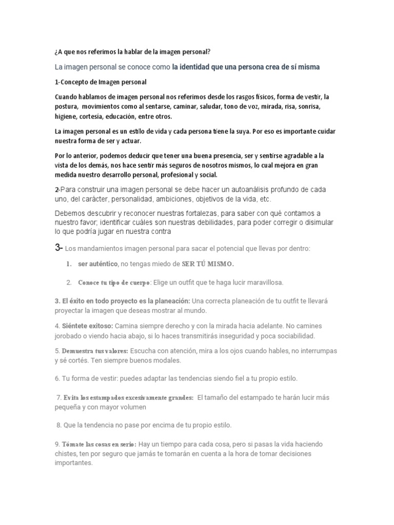 Concepto de Imagen Personal | PDF
