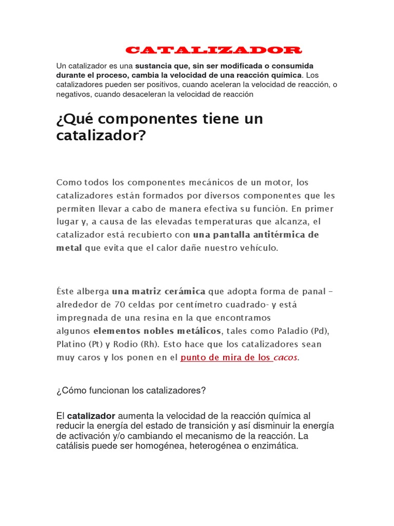 CATALIZADOR | PDF