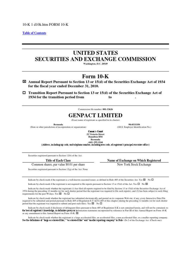 United States Securities and Exchange Commission: 10-K 1 d10k.htm FORM ...